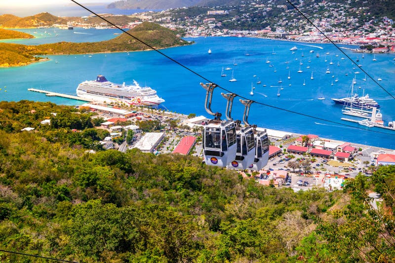 St. Thomas Cruise Port with Cable Cart Editorial Photo - Image of ...