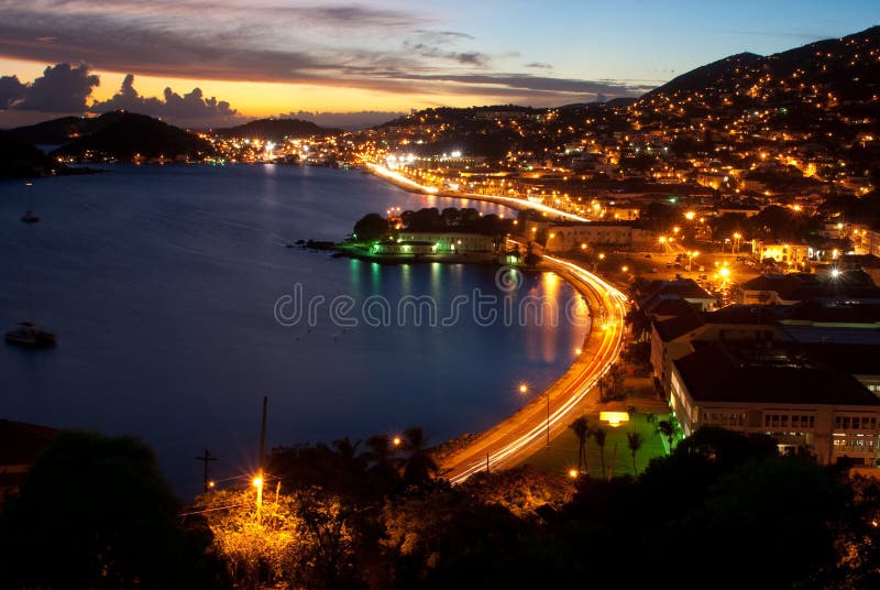 St Thomas night stock image. Image of caribbean, night - 11436483