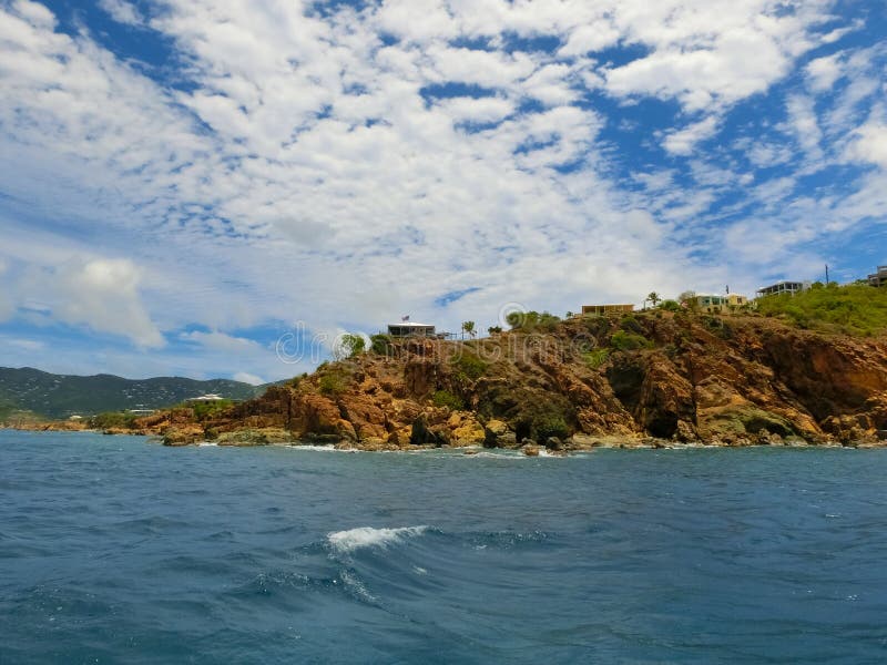 View of Green Coastline at One of the US Virgin Islands. Stock Image ...