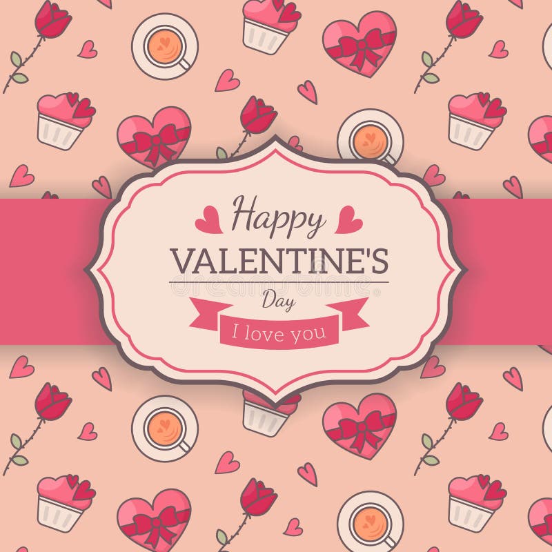 St. Valentines Card Template. Stock Vector - Illustration of vector ...
