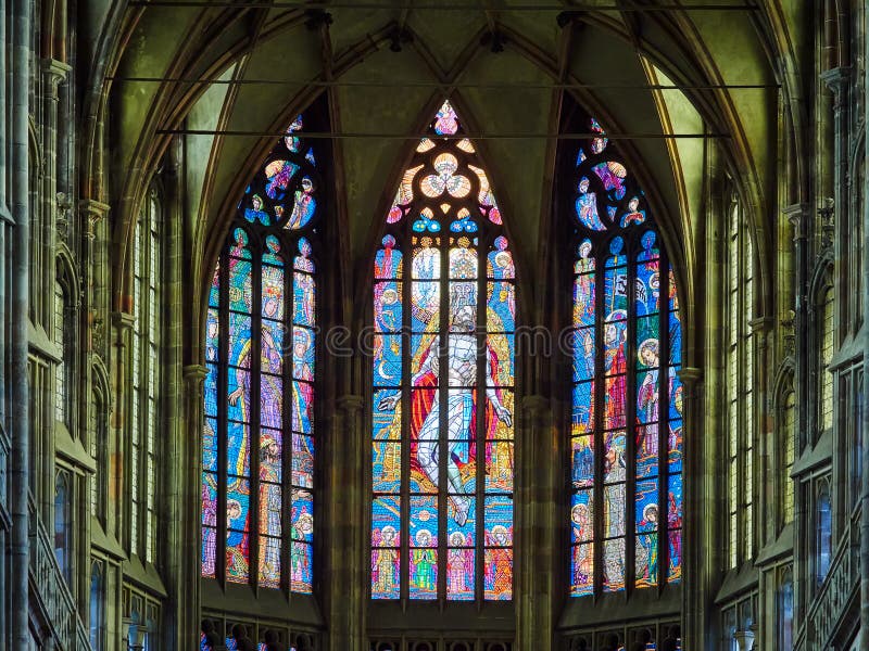 Prague Czech Republic September 4 2017 St Vitus Cathedral Stained