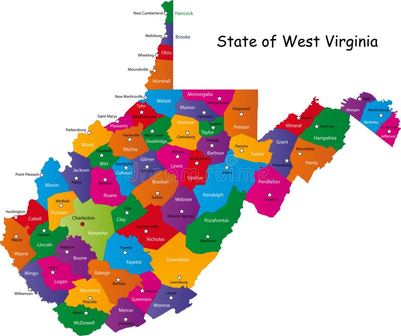 Kaart van West-Virginia vector illustratie. Illustration of virginia ...