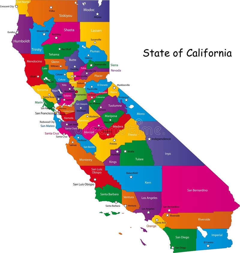 Kaart Van De Staat Californië Vector Illustratie - Illustration of ...