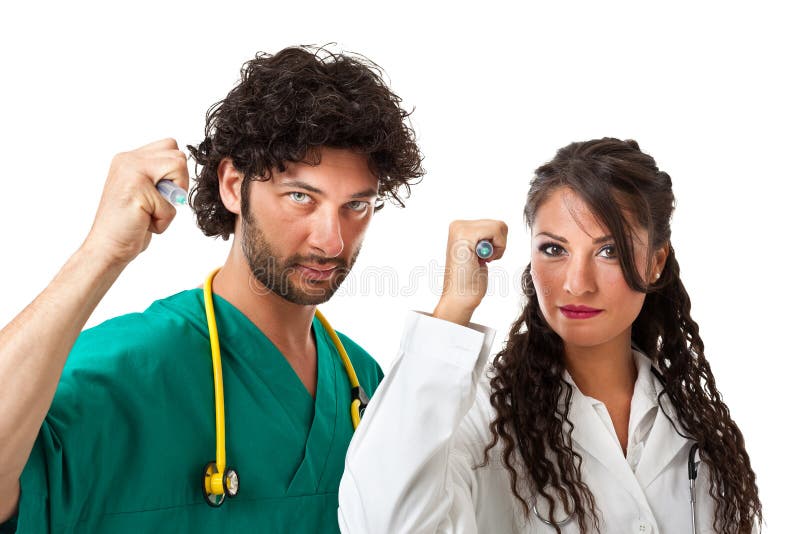 Evil Doctor Holding Syringe Injection Stock Photos - Free & Royalty ...