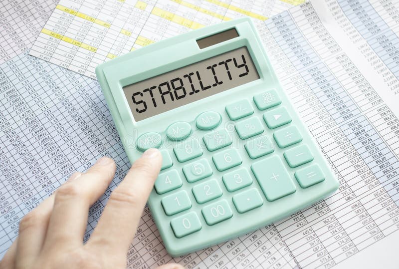 Stability Text on Display Calculator a Gray Background. Stock Image ...