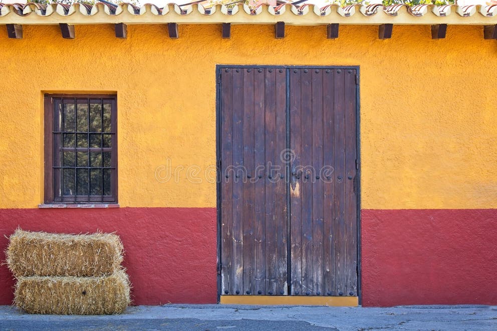 Stable Wood Gate with Hay Bale Stock Photo - Image of feed, stack ...