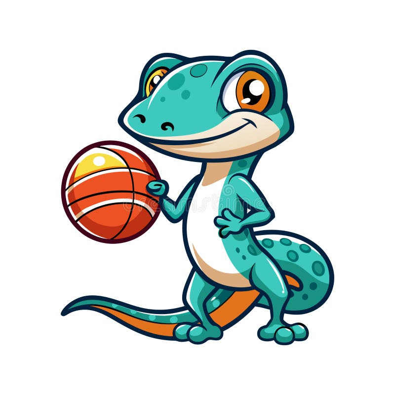 Stable Gecko Playing Basketball Stock Illustration - Illustration of ...