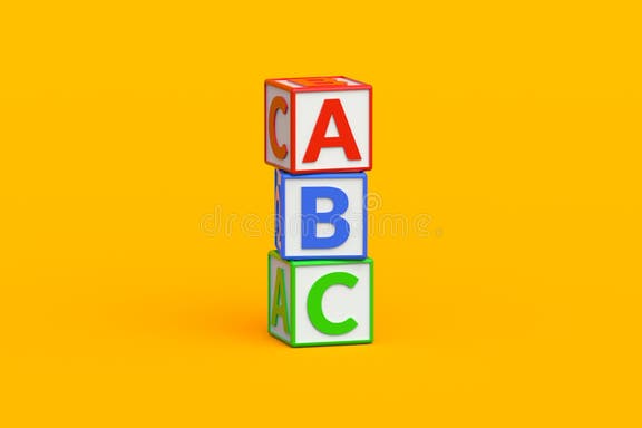 Stack of ABC Cubes on Orange Background. Letter Blocks for Preschool ...