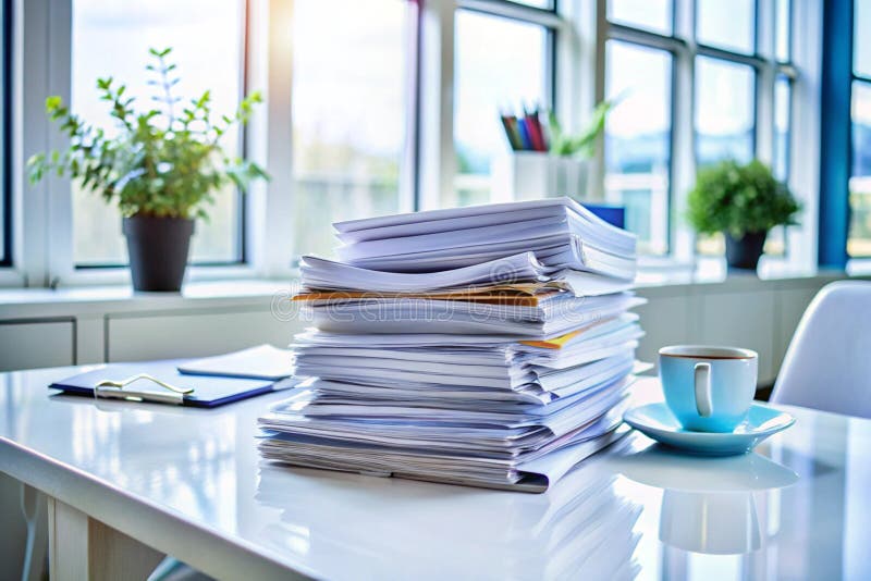 Stack of Accounting Documents on White Desk in Office Stock ...