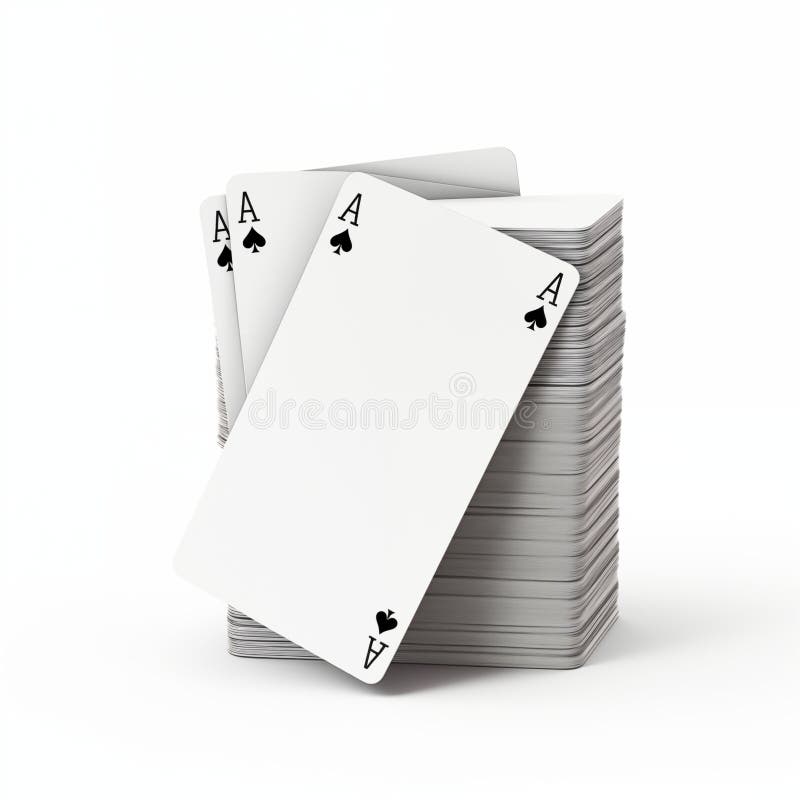 Stack of Ace of Spades Playing Cards on a White Background Stock ...