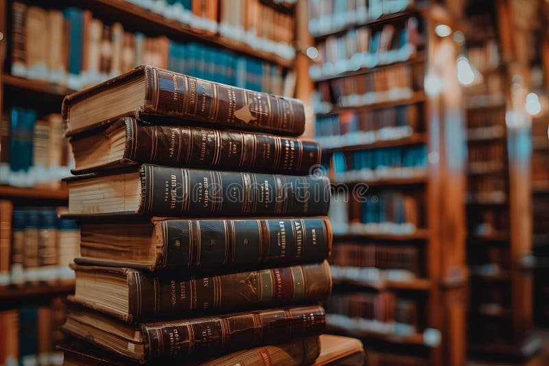 A Stack of Aged Books in a Library Filled with Countless Literary ...
