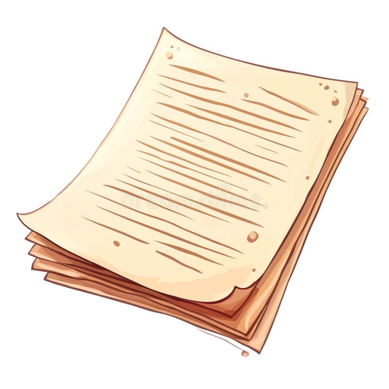 Stack of Aged Paper Sheets with Handwritten Text an Illustration Stock ...