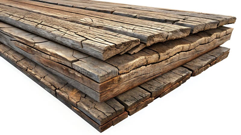 Stack of Weathered Wooden Planks with Visible Grain Texture Png ...