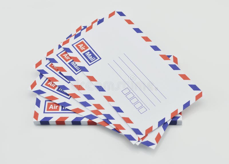Stack of Air Mail Envelopes on White Stock Image - Image of ...