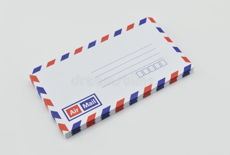 Stack of Air Mail Envelopes on White Stock Photo - Image of paper ...