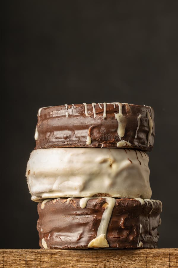 Stack of Alfajores on a Wood. Typical Argentinian Candy Stock Photo ...