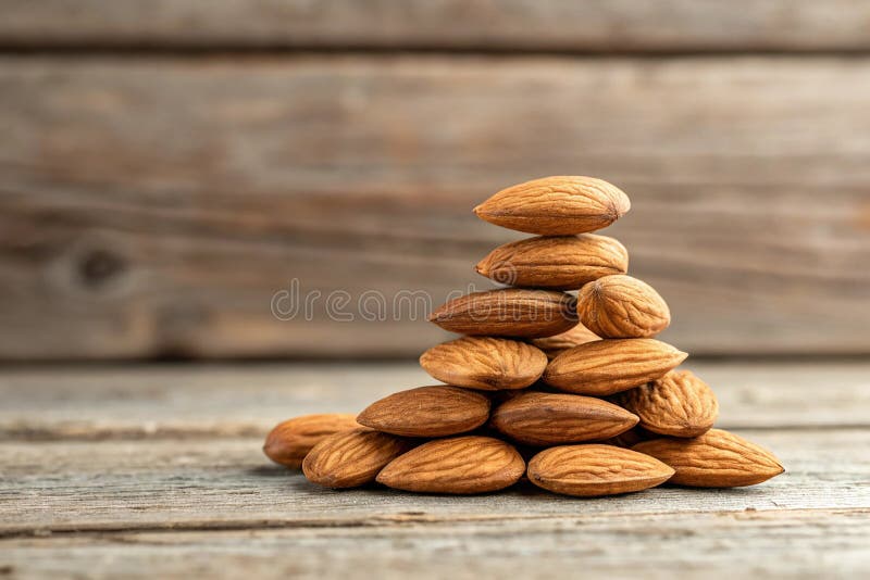 A Stack of Almonds Over Rustic Background Stock Photo - Image of almond ...