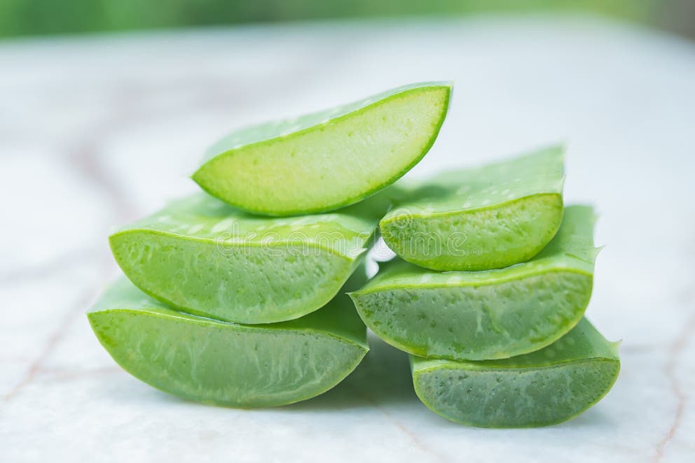 Stack of Alo Vera Slice in Pieces Stock Photo - Image of healthy, green ...