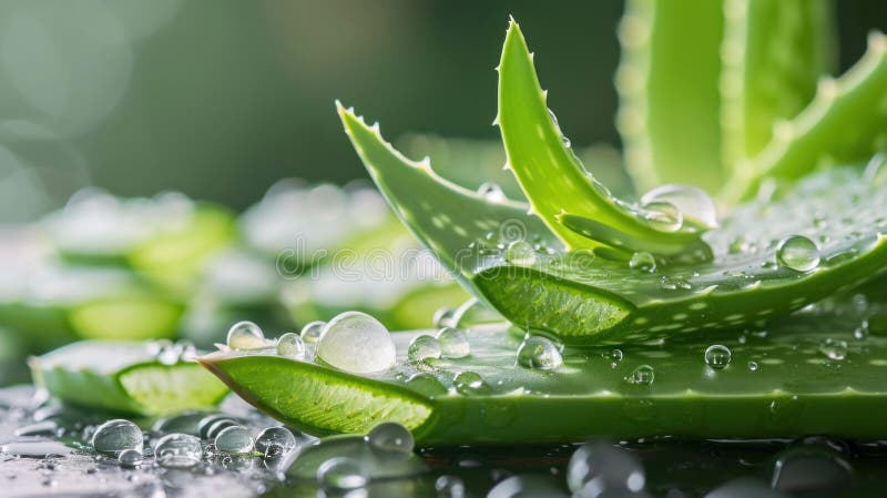 Stack of Aloe Vera Sliced with Gel Dripping Isolated on White ...
