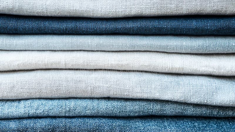 Stack of Alternating Linen and Denim Fabrics is Creating a Gradient of ...