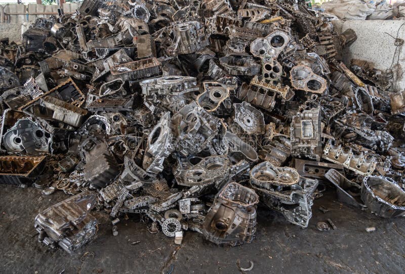 Stack of Aluminium Alloy Cylinder Head for Recycling. Scrap Engines ...