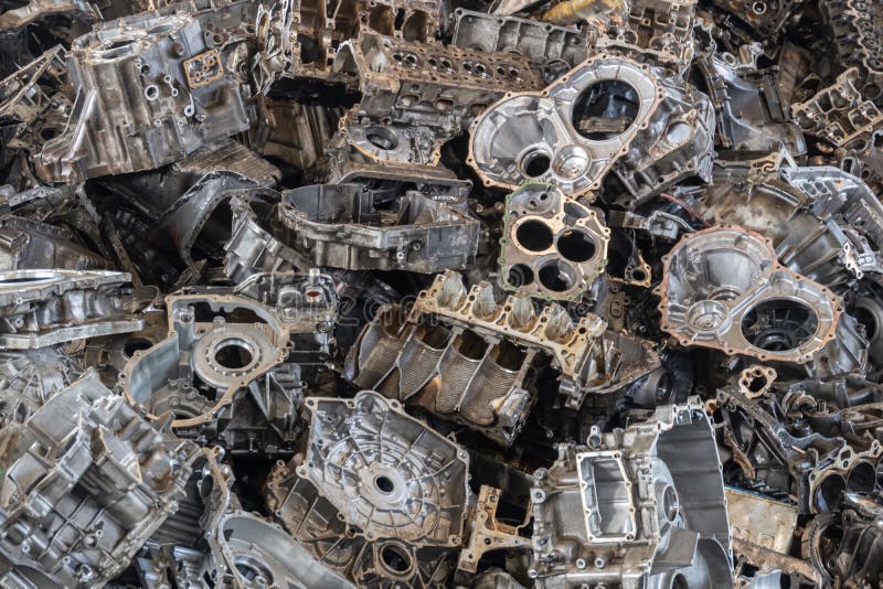 Stack of Aluminium Alloy Cylinder Head for Recycling. Scrap Engines ...