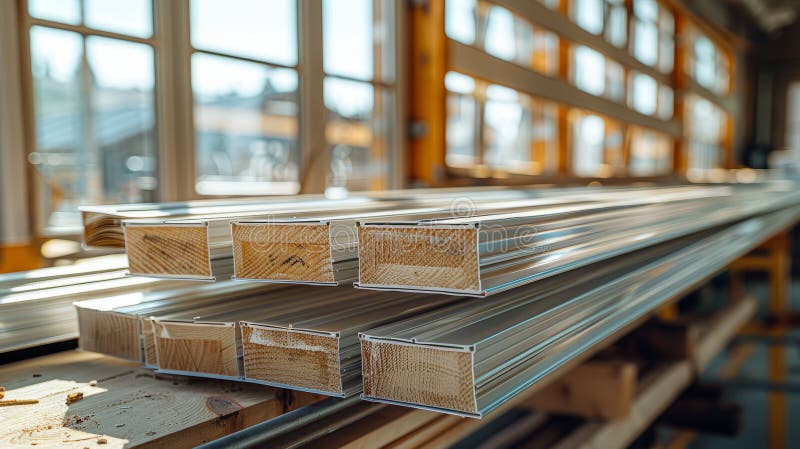 Stack of Aluminum Beams in an Industrial Warehouse. Stock Photo - Image ...