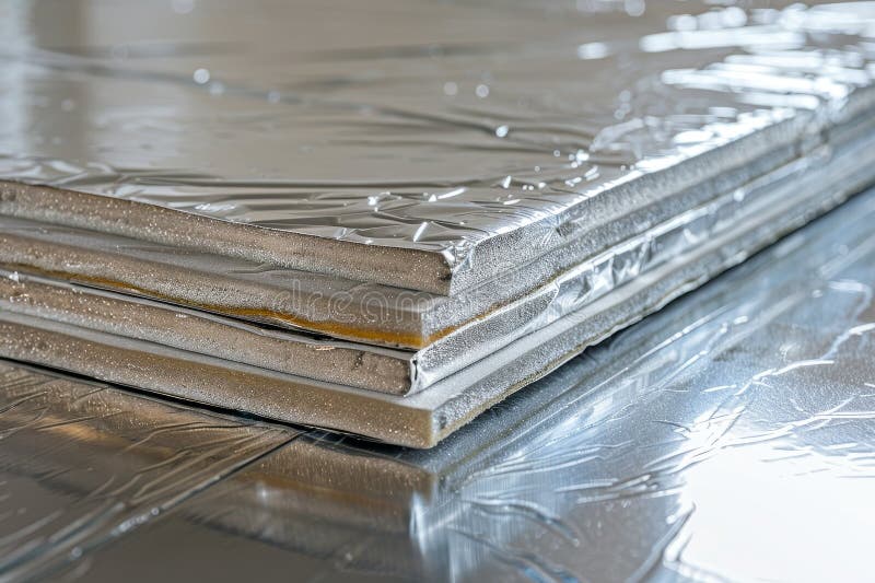 A Stack of Aluminum Foil Neatly Placed on a Table, Foam Board ...