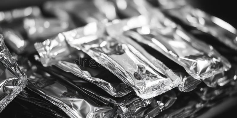 A Stack of Aluminum Foil Packets Used for Food Storage and Transport ...