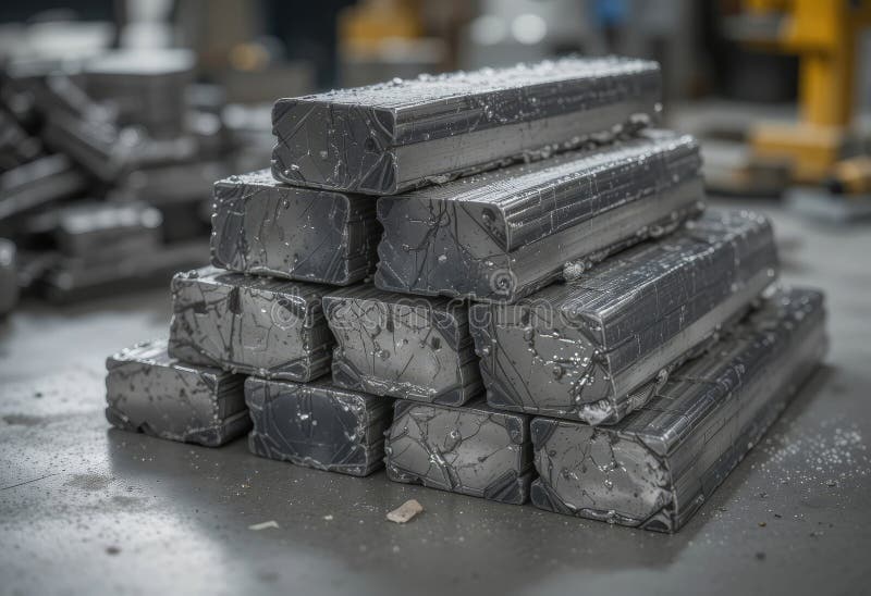 Stack of Aluminum Ingots in a Factory Ready for Manufacturing Stock ...