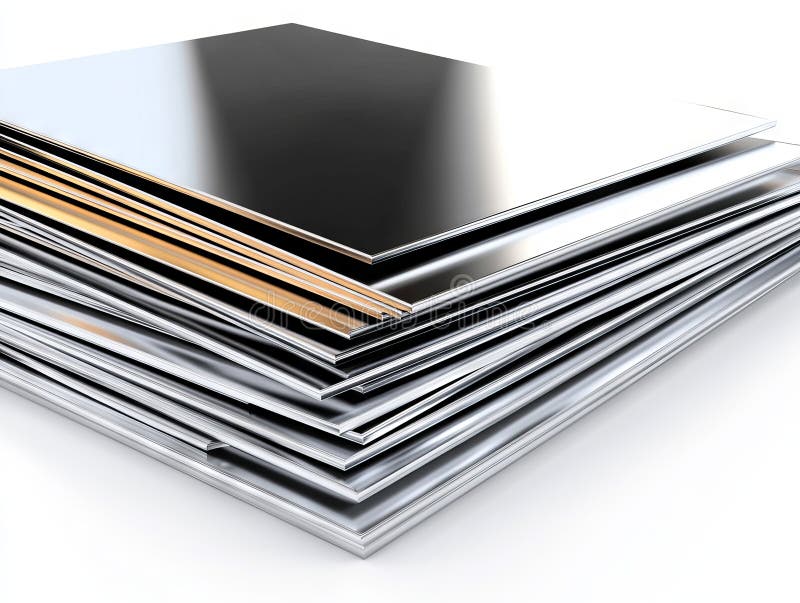 A Stack of Aluminum Sheets on a White Background Stock Illustration ...