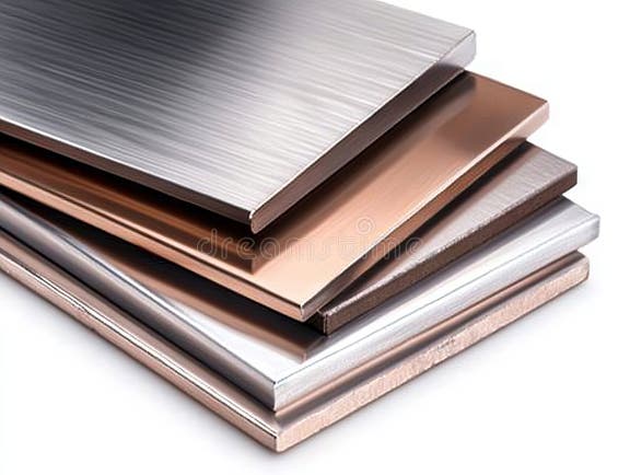A Stack of Aluminum Sheets on a White Background Stock Image - Image of ...