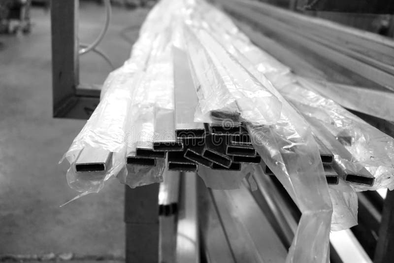 Stack of Aluminum Square Tube Stock Image - Image of pattern, steel ...
