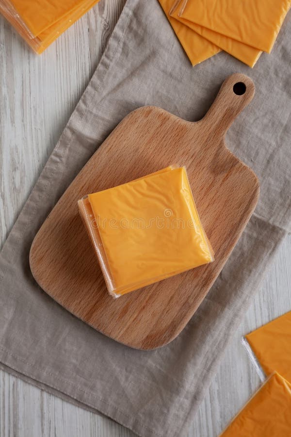 Stack of American Cheese Slices in Wrappers, Top View Stock Image ...