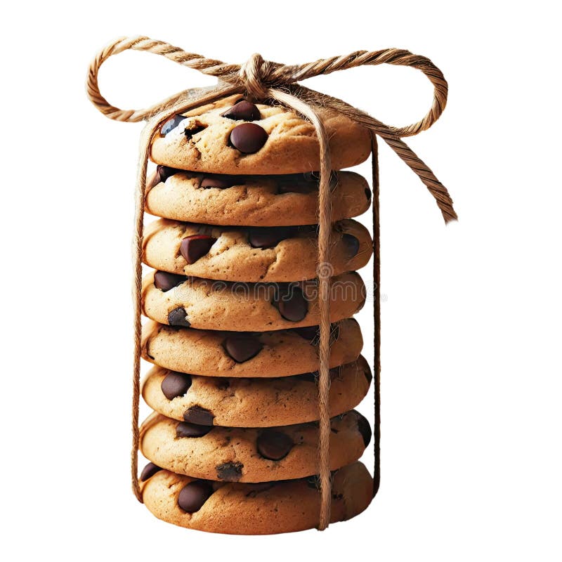 Stack of American Chocolate Chip Cookies Tied with Rope on White ...