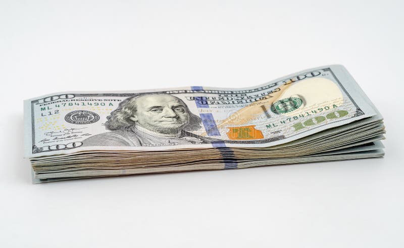 Stack of American Dollars. Close-up on White Background Stock Image ...