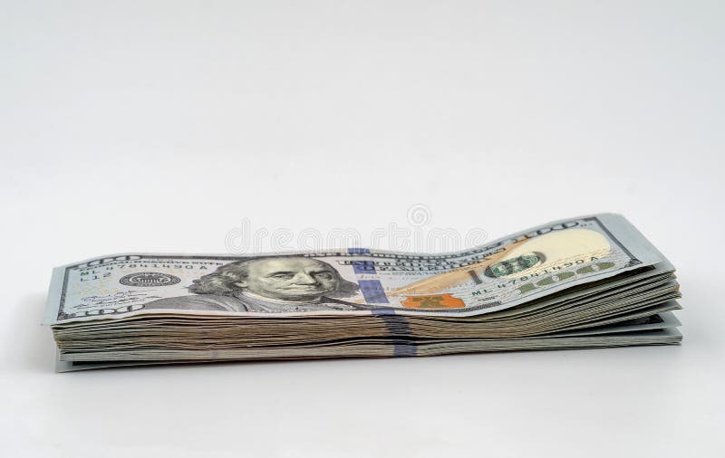 Stack of American Dollars. Close-up on White Background Stock Photo ...