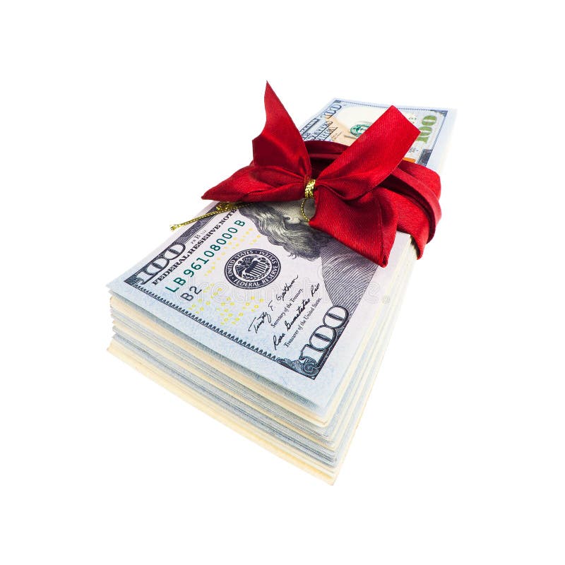 Dollars with Red Ribbon Bow. Stock Photo - Image of finance, concepts ...