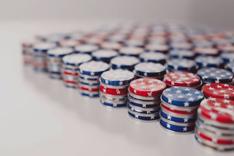 Stack of American Flag Colored Vote Buttons. USA Election Concept Stock ...