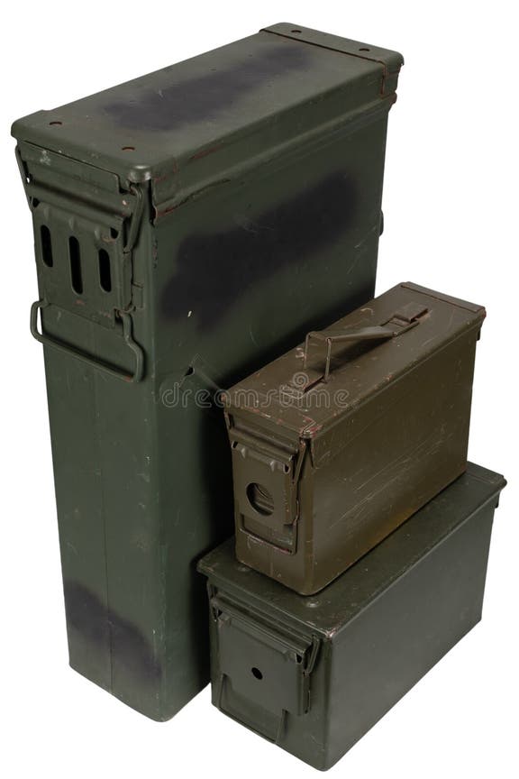 Stack of ammo green cans stock photo. Image of rifle - 268459204