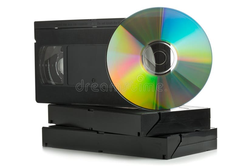 Stack of Analog Video Cassettes with DVD Disc Stock Photo - Image of ...