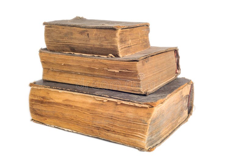 Stack of Ancient Books, on White Stock Image - Image of cover, pile ...
