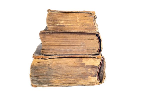 Stack of Ancient Books, on White Stock Photo - Image of wisdom, stack ...
