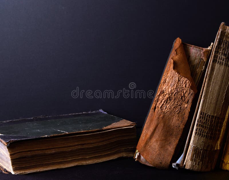 Stack of Ancient Books with Yellowed Shabby Pages Stock Photo - Image ...
