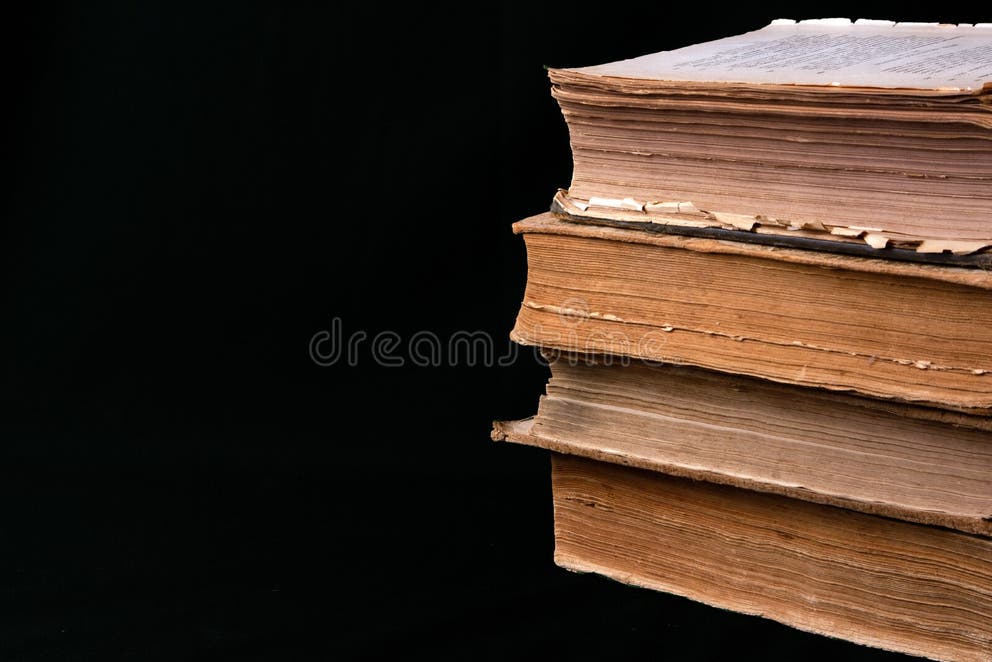 Stack of Ancient Books with Yellowed Shabby Pages Stock Photo - Image ...