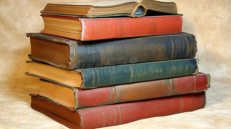 Stack of Antique Books with Aged Covers and Pages Stock Photo - Image ...