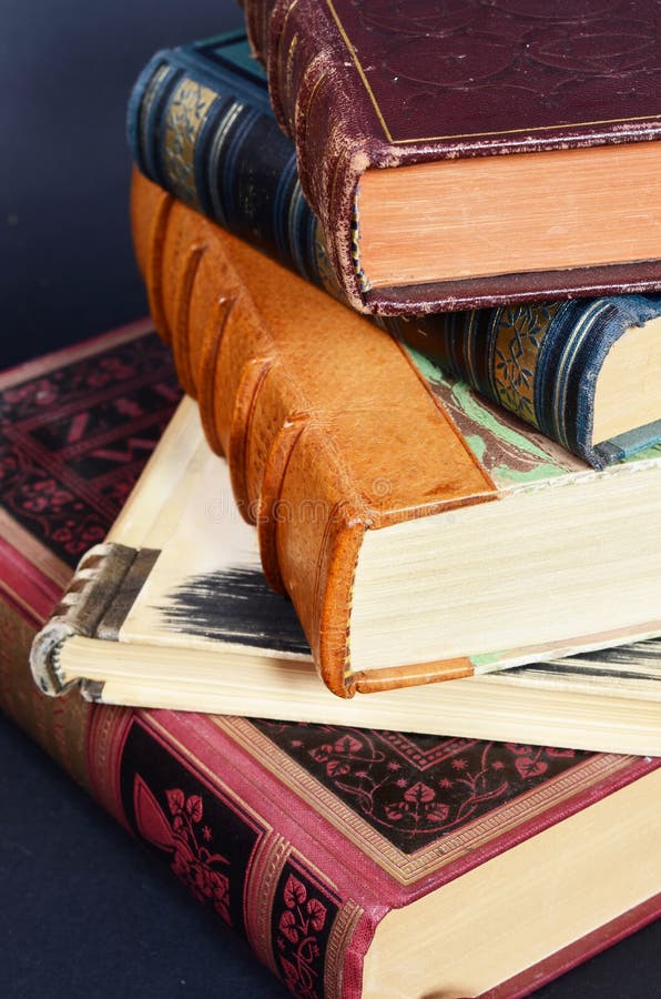 Stack of antique books stock image. Image of leather - 41602455