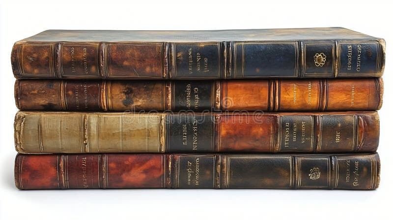 Stack of Antique Leather Books Knowledge History AI Generated. Stock ...