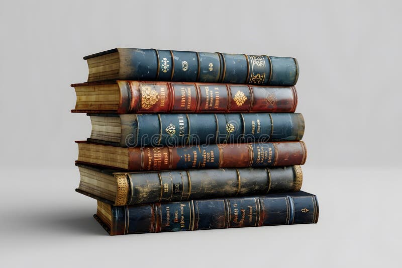 Stack of Antique Leather-Bound Books Isolated O Transparent Background ...