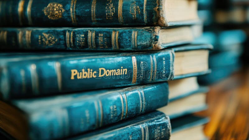 Stack of Antique Public Domain Books with Worn Blue Covers ...